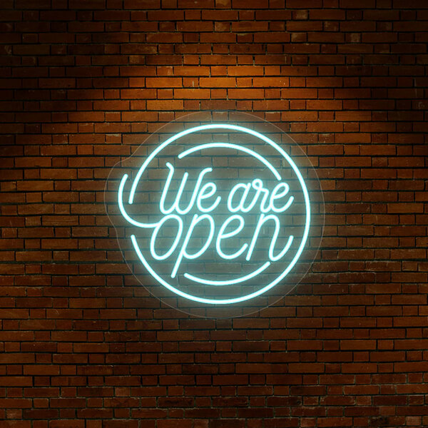 Crazy Neon 18" x 17" Ice Blue LED "We Are Open" Sign CNUS010380