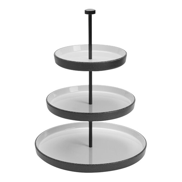 American Metalcraft Lift 17 1/2" 3-Tier Black and White Speckled ...