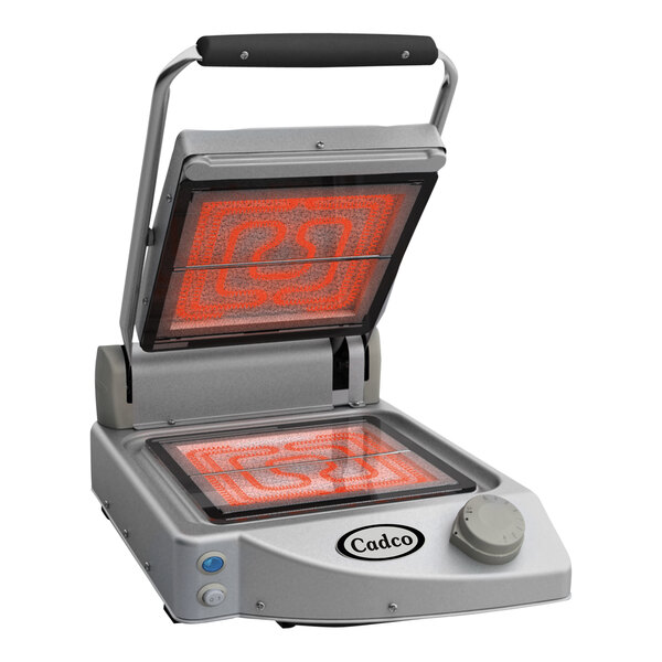 Cadco CPG-10FC(120) Single Glass-Ceramic Clamshell Grill with Smooth ...