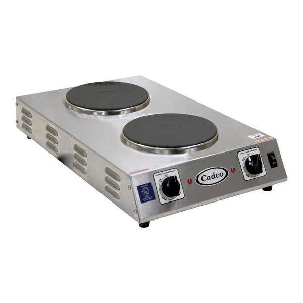 Cadco CDR-2CFB Double Burner Stainless Steel Portable Electric Front-to ...