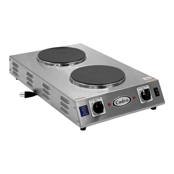 Cadco CDR-2CFB Double Burner Stainless Steel Portable Electric Front-to ...