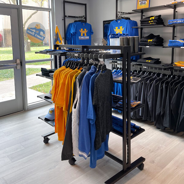 UDIZINE Vertik 26" x 56" Black Mobile 1-Section 2-Way Retail Clothing ...