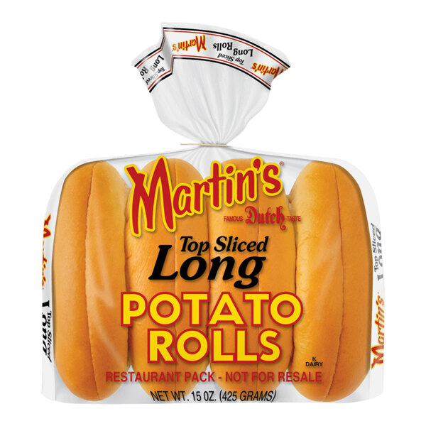 Martin's Famous 5 3/4" Top-Sliced Hot Dog Potato Rolls - 64/Case