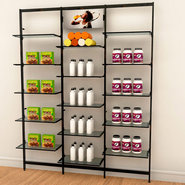 UDIZINE Vertik 76" x 92" Black Wall-Mount 3-Section Retail Clothing ...