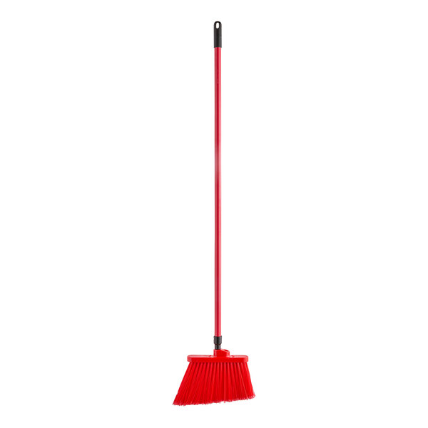 Lavex 12" Red Flagged Angled Broom Head with 2 Connection Threads and ...
