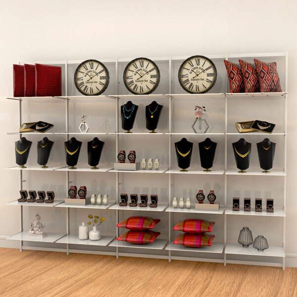 UDIZINE Vertik 126" x 92" White Wall-Mount 5-Section Retail Clothing ...