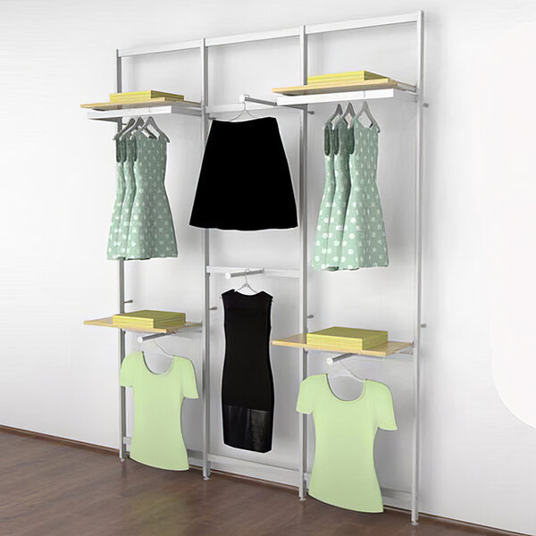 UDIZINE Vertik 76" x 92" White Wall-Mount 3-Section Retail Clothing ...