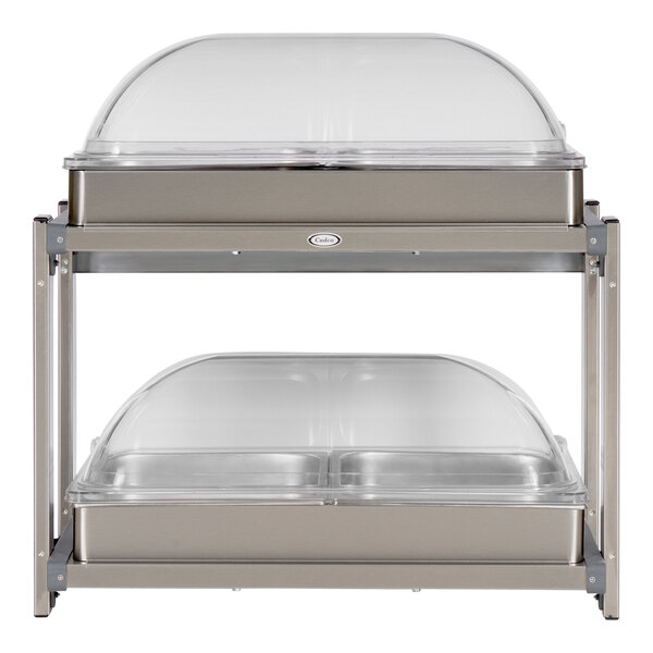 Cadco CMLB-24RT 2-Level Electric Buffet Server with Roll Top Lids - 120V