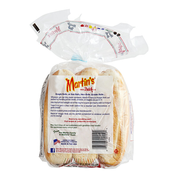 Martin's Famous Frozen 8 1/4" Sliced Hoagie Rolls - 36/Case