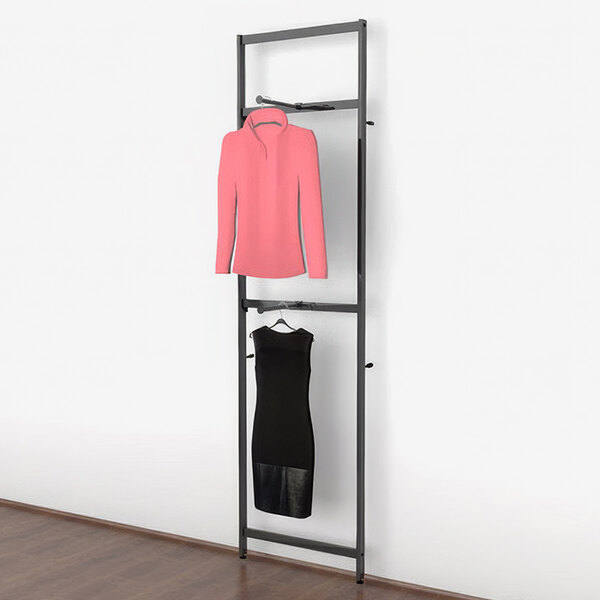 UDIZINE Vertik 26" x 92" Black Wall-Mount 1-Section Retail Clothing ...