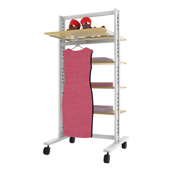 UDIZINE Vertik 26" x 56" White Mobile 1-Section 2-Way Retail Clothing ...