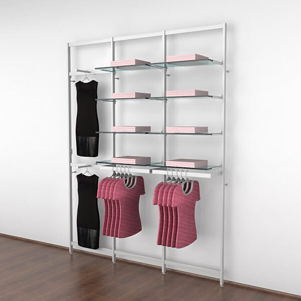 UDIZINE Vertik 76" x 92" White Wall-Mount 3-Section Retail Clothing ...