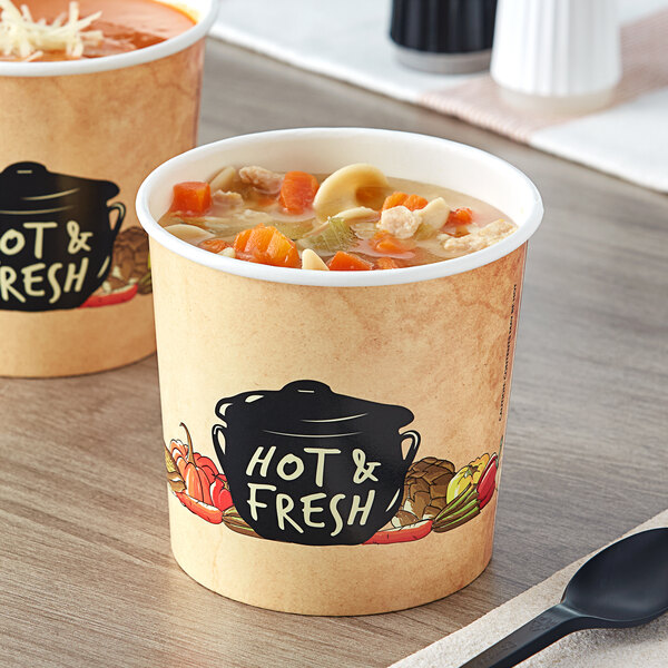Choice 26 oz. Medley Double Poly-Coated Paper Soup / Hot Food Cup - 500 ...