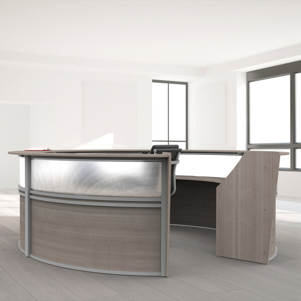 Linea Italia 142" x 133" x 46" Ash Laminate 5 Panel Curved U-Shape ...