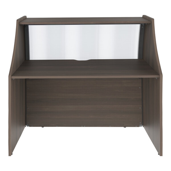 Linea Italia 48" x 27" x 46" Walnut Laminate Reception Desk / Counter ...