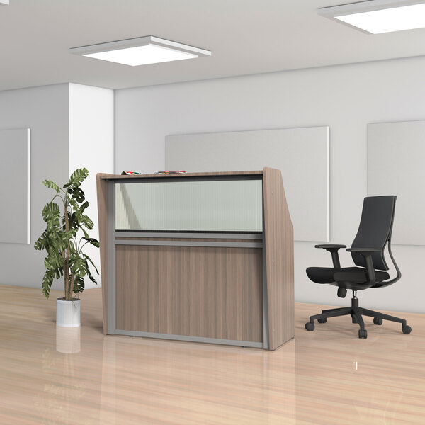 Linea Italia 48" x 27" x 46" Walnut Laminate Reception Desk / Counter ...