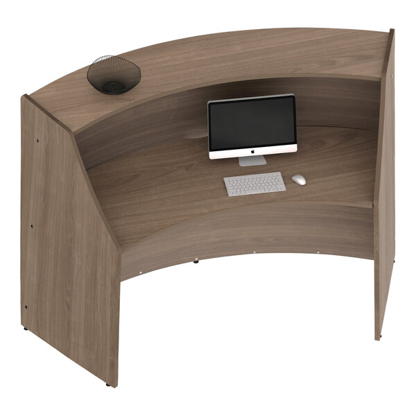Linea Italia 70" x 32" x 46" Walnut Laminate Single Panel Curved ...
