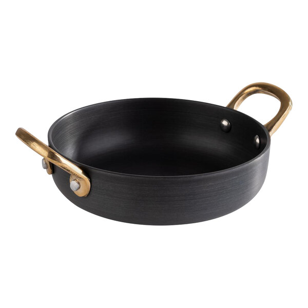 APS 10.1 oz. Round Aluminum Serving Pot with Brass Handles