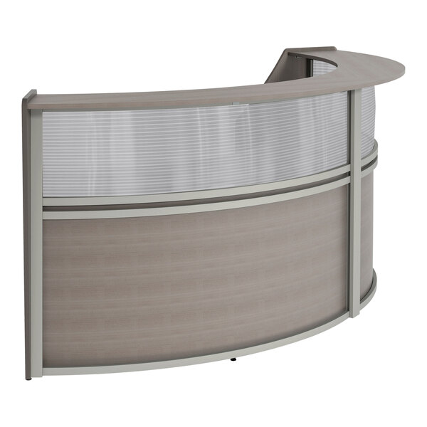 Linea Italia 124 1/4" x 49" x 46" Ash Laminate 2 Panel Curved Reception ...