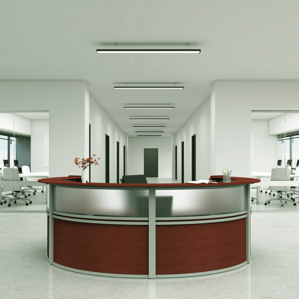 Linea Italia 142" x 107" x 46" Cherry Laminate 4 Panel Curved U-Shape ...