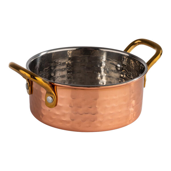 APS Mumbai 11.8 oz. Round Hammered Copper Serving Pot