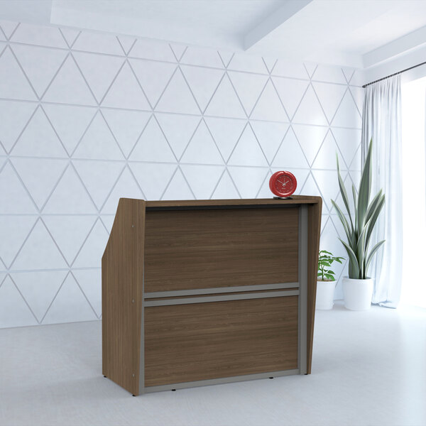 Linea Italia 48" x 27" x 45" Walnut Laminate Reception Desk / Counter