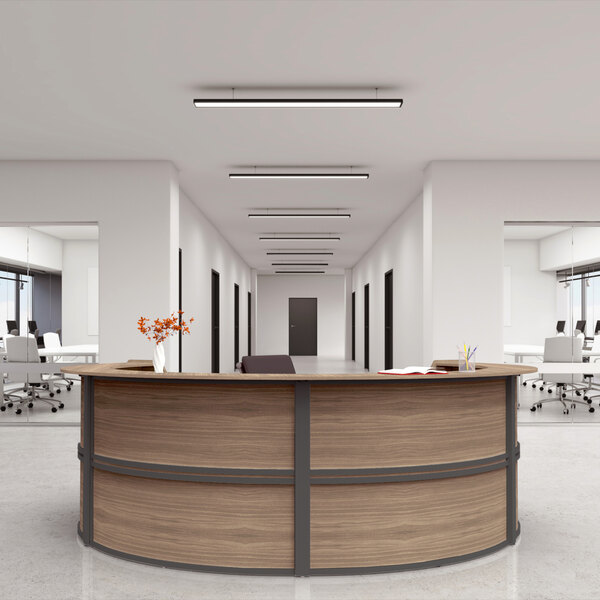 Linea Italia 142" x 107" x 46" Walnut Laminate 4 Panel Curved U-Shape ...