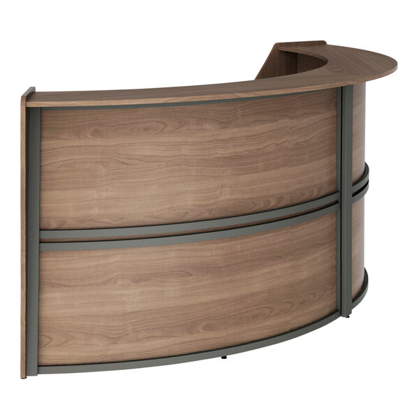 Linea Italia 124 1/4" x 49" x 46" Walnut Laminate 2 Panel Curved ...