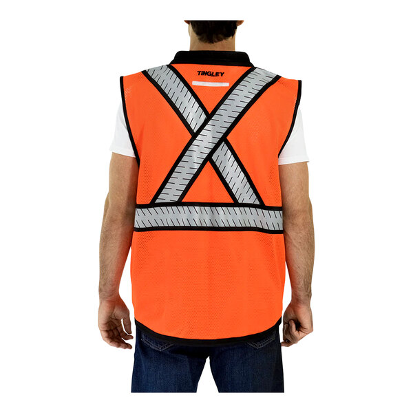 Tingley Type R Class 2 Hi-Vis Orange Surveyor's Mesh Safety Vest with X ...