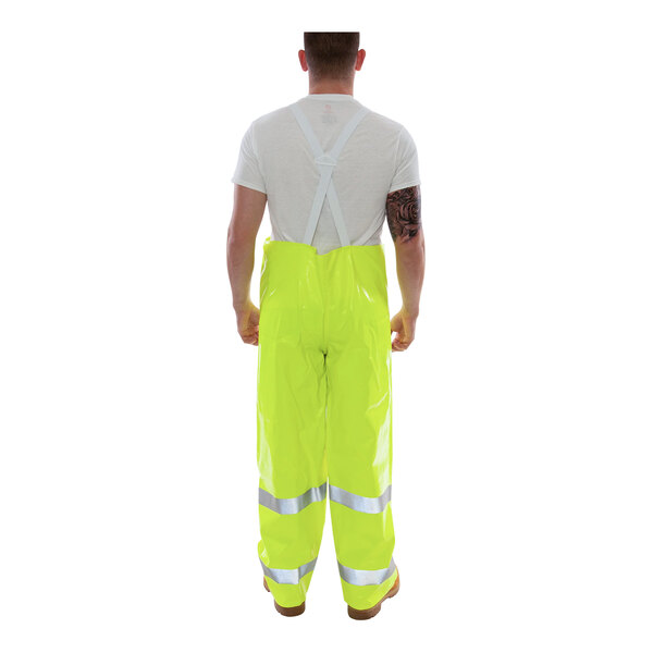 Tingley Comfort-Brite Class E Hi-Vis Lime Rain Overalls O53122.XL - XL
