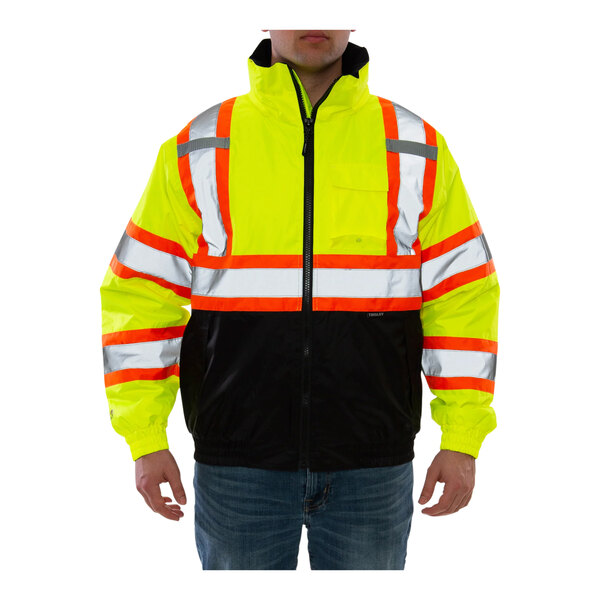 Tingley Bomber II Type R Class 3 X-Back Hi-Vis Lime Jacket with Black ...