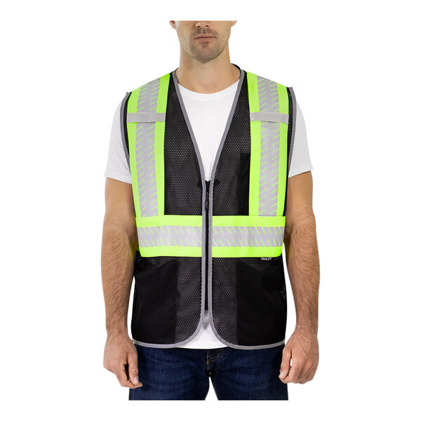 Tingley Type O Class 1 Hi-Vis Black Mesh Safety Vest with X-Back ...
