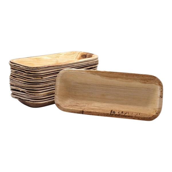 VerTerra 10" x 4" Rectangular No PFAS Added Compostable Palm Leaf Tray ...