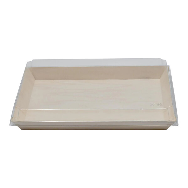 VerTerra 11" x 8" Rectangular Balsa Wood Covered Tray with Transparent ...