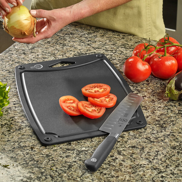 Mercer Culinary 14 9/16" x 10 13/16" x 1/4" Black Composite Cutting ...