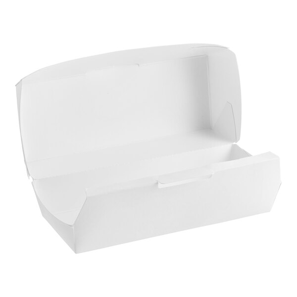 7" x 2 3/4" x 2 1/2" White Paper Clamshell Jumbo Hot Dog Container ...