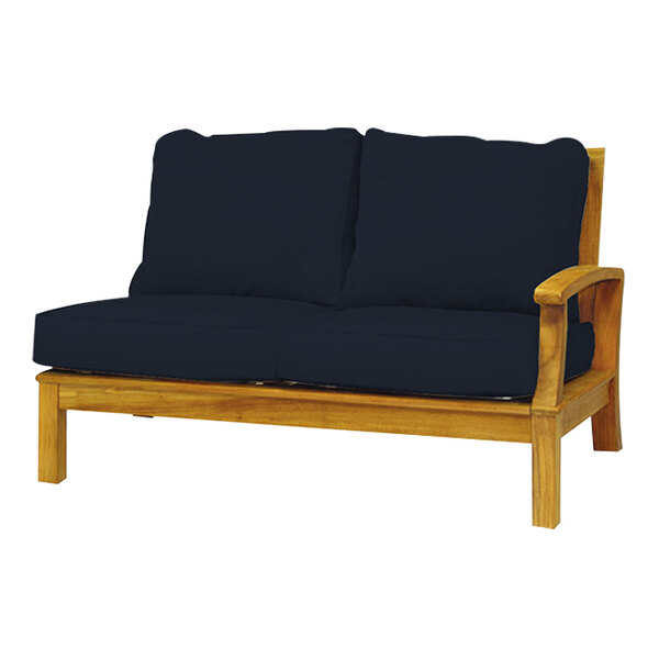 Three Birds Casual Monterey Teak Navy Right Side Facing Settee