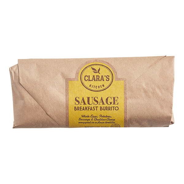 Clara's Kitchen Sausage Breakfast Burrito 8 oz. - 12/Case