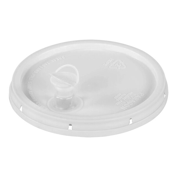 Vestil LID-2-PWST White HDPE Tear Tab Lid with Spout for PAIL-2-PWS