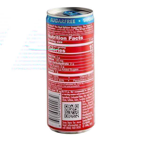 Red Bull Sugar-Free Watermelon Energy Drink 8.4 fl. oz. Can - 48/Case