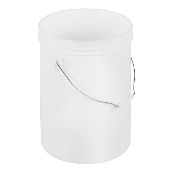 Vestil PAIL-6-PWS 6 Gallon White HDPE Open-Head Pail with Steel Handle
