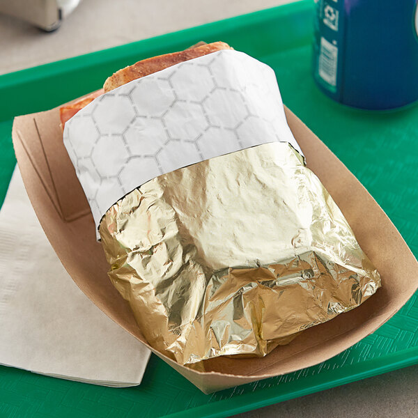 Bagcraft 10 1/2" x 14" Gold Insulated Honeycomb Foil Sandwich Wrap ...