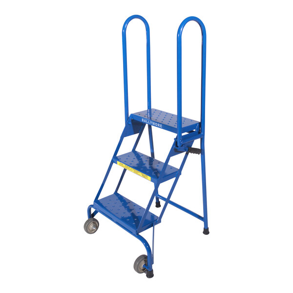Ballymore Lock-N-Stock 3-Step Blue Heavy-Duty Steel Folding Mobile Step ...