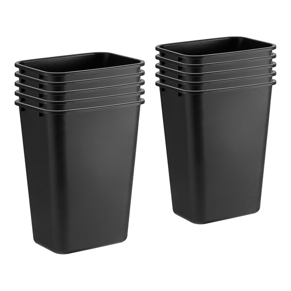 Lavex 41 Qt. / 10 Gallon Black Rectangular Wastebasket / Trash Can - 10 ...