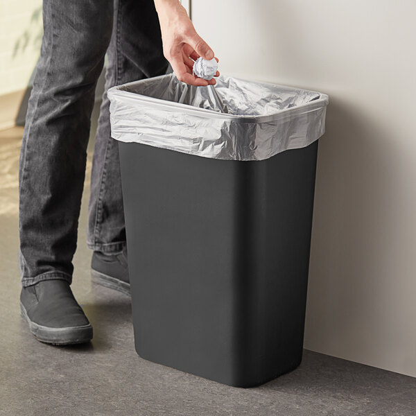 Lavex 41 Qt. / 10 Gallon Black Rectangular Wastebasket / Trash Can - 10 ...