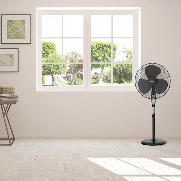 VisionAir 18" Black 3-Speed Oscillating Pedestal Fan with Remote ...