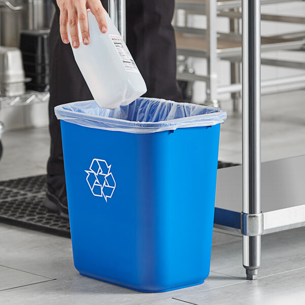Lavex 28 Qt. / 7 Gallon Blue Rectangular Recycling Wastebasket - 10/Case