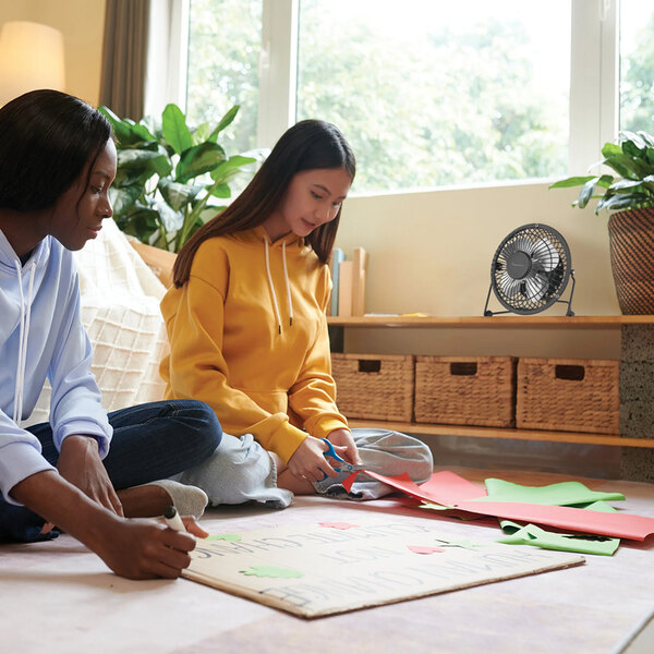 VisionAir 4" Black 1-Speed USB Table Fan with 360-Degree Tilting Head ...