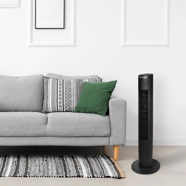 VisionAir 40" Black 3-Speed Oscillating Digital Tower Fan with Remote ...