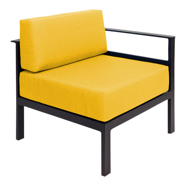 BFM Seating Belmar Black Outdoor Left Arm Sofa Section with Sunbrella ...